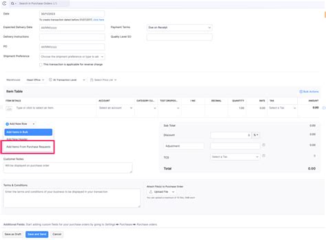 Purchase Requisition In Zoho Books