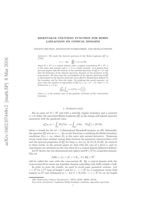 Pdf Eigenvalue Counting Function For Robin Laplacians On Conical Domains