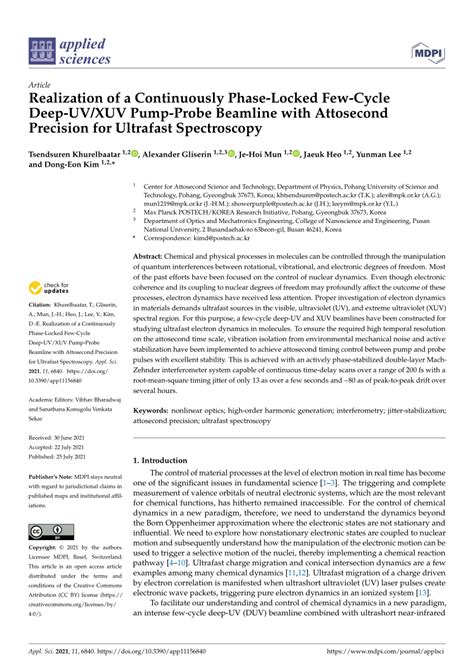 Pdf Realization Of A Continuously Phase Locked Few Cycle Deep Uvxuv