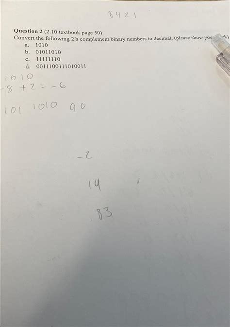 Solved 8421question 2 210 ﻿textbook Page 50convert The