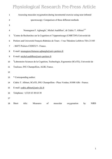 Pdf Assessing Muscular Oxygenation During Incremental Exercise Using Near Infrared