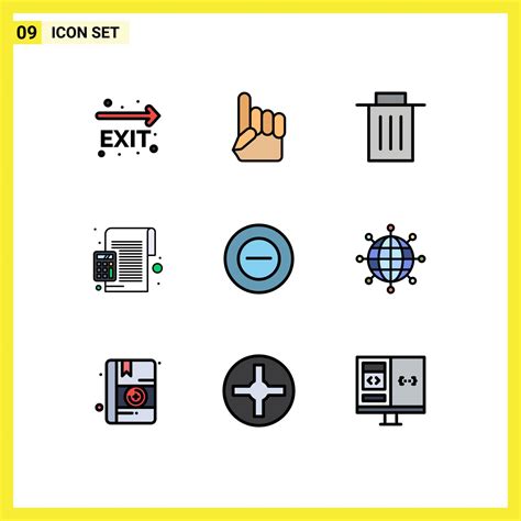 Set Of 9 Vector Filledline Flat Colors On Grid For No Calculator Delete Calculation Accounting