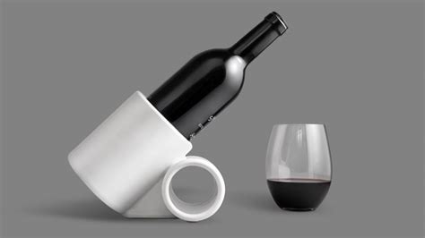 3d Printed Wine Tilt Keeps Bottle At Optimum Angle For Aeration