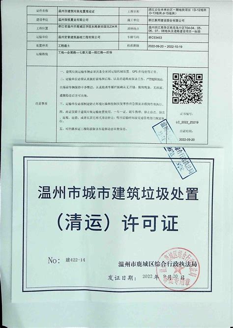 建筑垃圾处置清运许可证信息公开