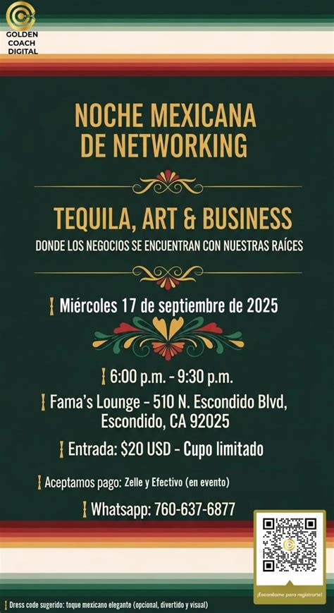 Golden Noche Mexicana De Networking Tequila Art And Business 🇲🇽 Cupo