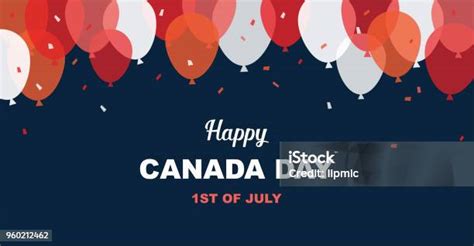 1 7 월입니다 해피 캐나다 데가 인사말 카드 캐나다 국기 컬러로 풍선 비행 축 하 배너 Canada Day에 대한 스톡 벡터 아트 및 기타 이미지 Istock