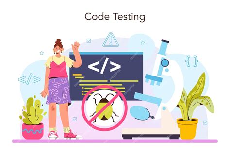 Premium Vector Software Tester Concept Application Or Website Code Testing Software
