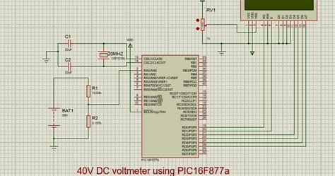 pic microcontroller 40v dc voltmeter using pic16f877a
