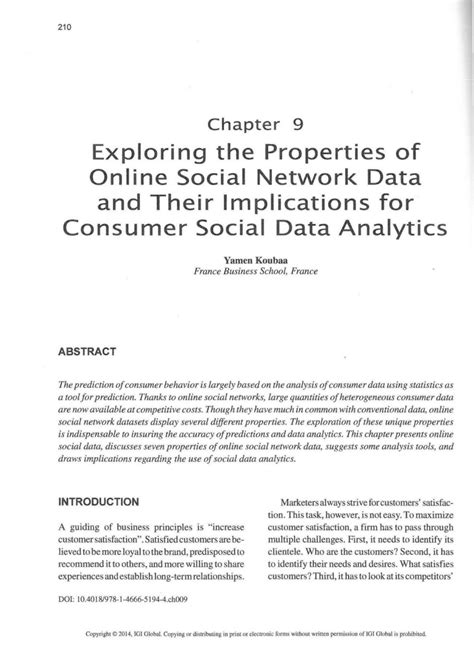 Pdf Exploring The Properties Of Online Social Network Data And Their Implications For Consumer