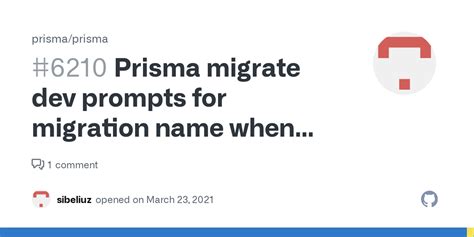 Prisma Migrate Dev Prompts For Migration Name When Running After