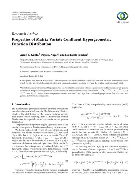 pdf properties of matrix variate confluent hypergeometric function