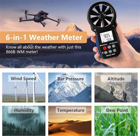 Weather Ts For Men Anemometer Wind Speed Meter Hp 866b App Digital Anemometer Handheld With