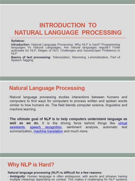 Nlp Unit 1 1 Pdf Part Of Speech Parsing