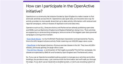 how can i participate in the openactive initiative