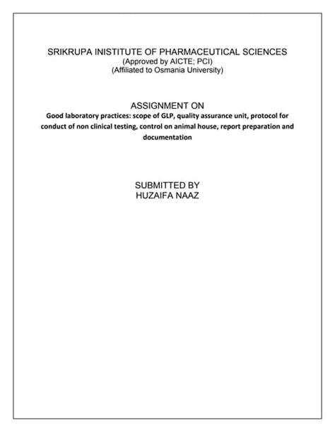 Good Laboratory Practices Pdf
