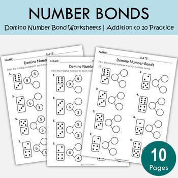 Number Bonds To 10 Printable Worksheets Dominoes Activities T 261
