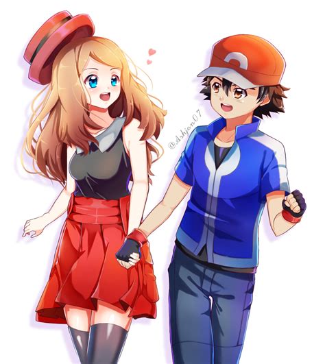 Ash Ketchum And Serena Pokemon And More Drawn By Ashujou Danbooru