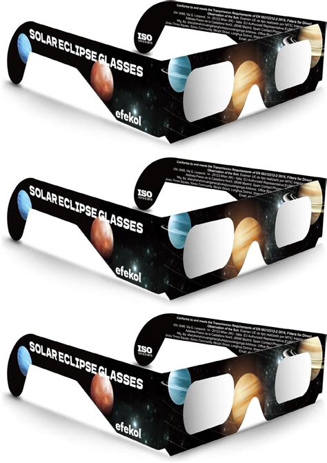 Efekol Solar Eclipse Glasses3 Pack Ce And En Iso 12312 2 Certified