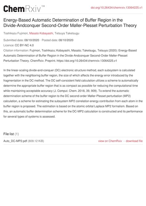 Pdf Energy Based Automatic Determination Of Buffer Region In The Divide Andconquer Second