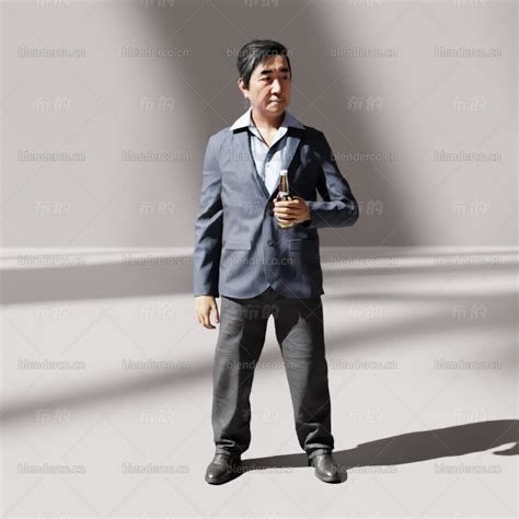 Blender喝酒的大叔模型blender布的18 Blender布的