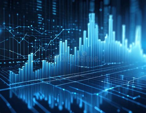 A Luminous 3d Bar Graph Representing Growth With A Glowing Grid And