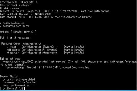 Centos7 Pacemaker Dont Restart Nfs Server Service Stack Overflow