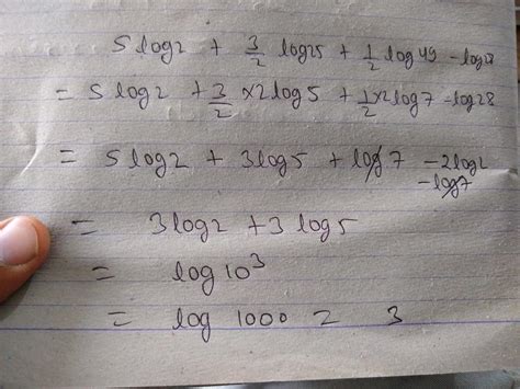 7 evaluate 5log2 log 25 5log 49 log 28