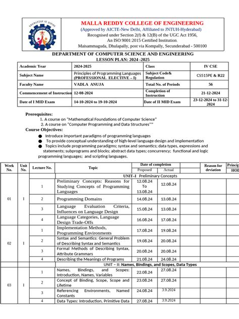 Lesson Plan Ppl Pdf Functional Programming Programming Language