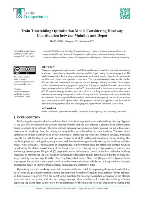 Pdf Train Timetabling Optimisation Model Considering Headway