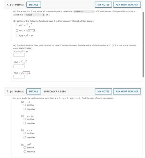 solved a for a function f the set of all possible inputs