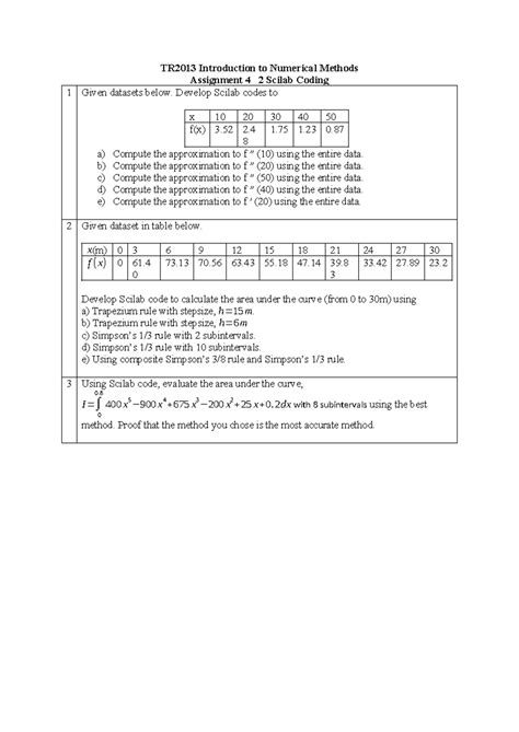 Tttr2013 Assignment 4 2 Scilab Coding Tr2013 Introduction To