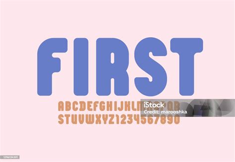 귀여운 밝은 글꼴 만화 스타일의 알파벳 여러 가지 빛깔의 둥근 문자와 숫자 벡터 일러스트 10eps 개념에 대한 스톡 벡터 아트