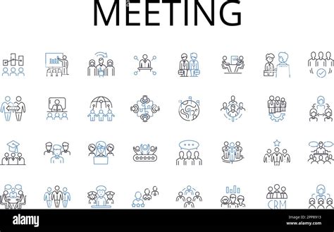 Meeting Line Icons Collection Conference Assembly Session Gathering Summit Encounter