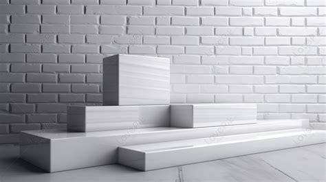 인상적인 제품 디스플레이를 위해 칠해진 벽돌 배경에 흰색으로 표시된 멋진 3d 렌더링 연단 연단 배경 제품 디스플레이 배경 하얀색 배경 이미지 Hd 연단 제품