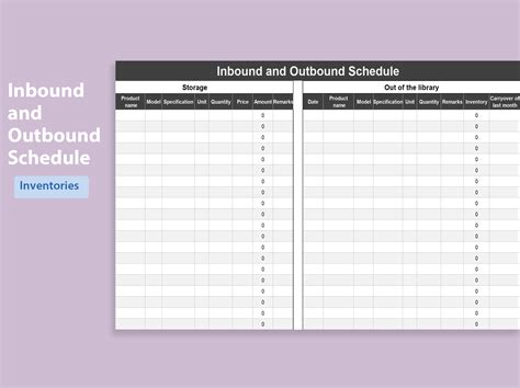 Excel Of Brown Inbound And Outbound Schedule Xls Wps Free Templates