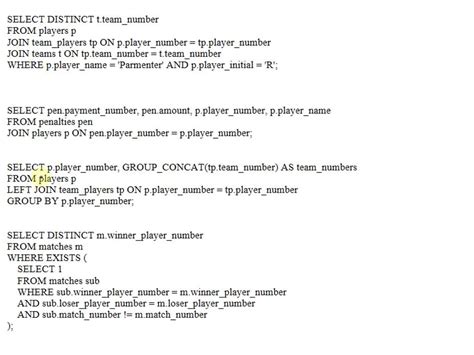 solved using mysql statements get the numbers of the teams of which the player with the name
