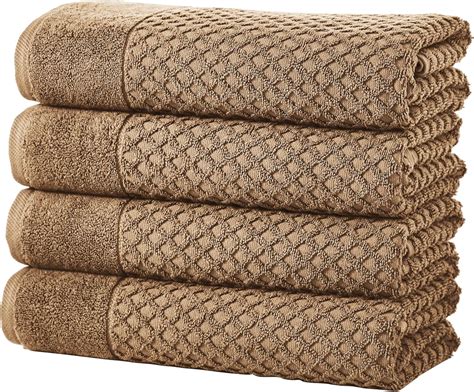 Great Bay Home Brown Bath Towels 100 Cotton 4 Pack 54x27