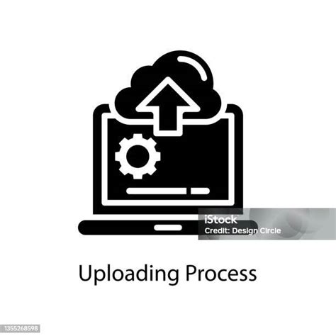 업로드 프로세스 벡터 솔리드 아이콘 디자인 일러스트레이션입니다 흰색 배경 Eps 10 파일에 웹 및 모바일 응용 프로그램 기호 다운로드에 대한 스톡 벡터 아트 및 기타