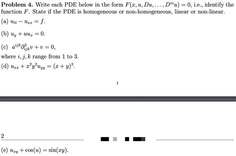 Solved Problem 4 Write Each PDE Below In The Form Chegg Com