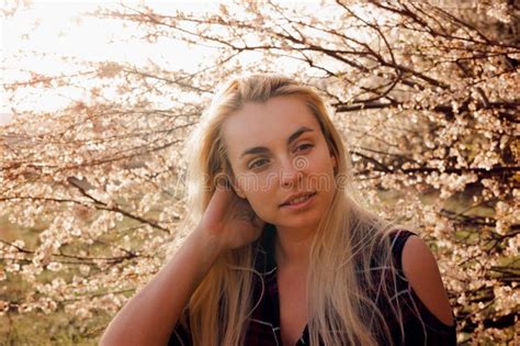 Beautiful Woman With Closed Eyes And Bare Shoulders Outdoor Portrait Beauty Lifestyle And