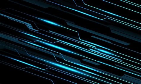 Abstract Black Line Cyber Circuit Dynamic Slash Blue Light Power On Metal Design Ultramodern