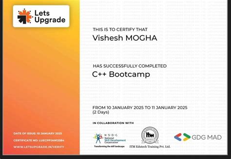Letsupgrade Cppbootcamp Lifelonglearning Programming Cplusplus Vishesh Mogha