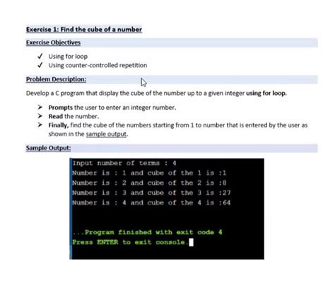 Solved Exercise Find The Cube Of A Number Exercise Chegg Com