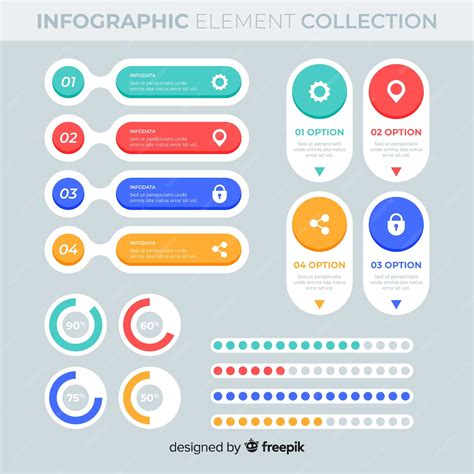 플랫 인포 그래픽 요소 무료 벡터