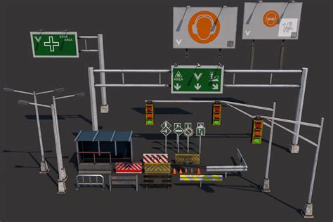 Pack Of Realistic Road Props PBR Texture D Props Unity Asset Store
