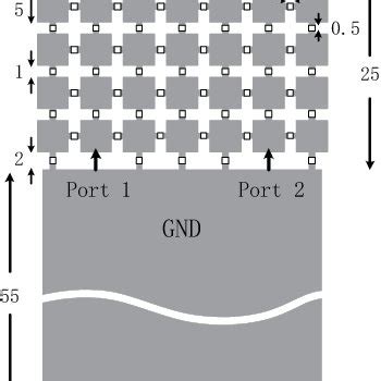 The Geometry Of The Planar Dual Port Pixel Antenna Download Scientific Diagram
