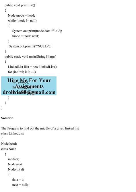 The Program To Find Out The Middle Of A Given Linked Listclass Linpdf
