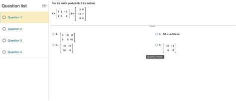 solved find the matrix product ab if it is defined
