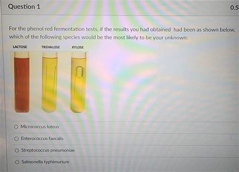 Solved Question 10 5for The Phenol Red Fermentation Tests