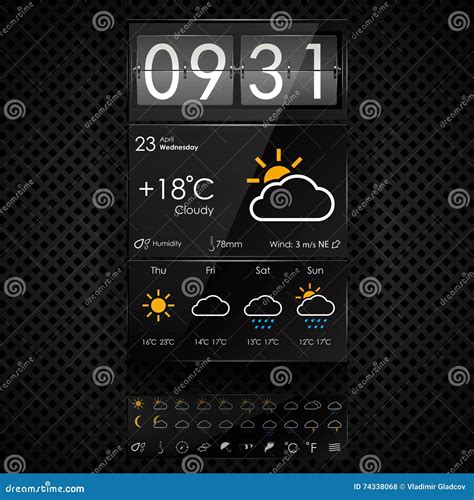 Vector Weather Widgets Template Stock Vector Illustration Of Sign Overcast 74338068
